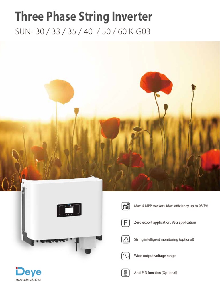 50kw Deye Grid Tie Data Sheet | PDF | Computer Engineering | Power ...