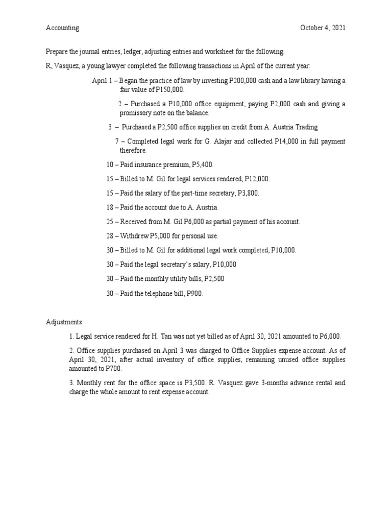 10.03.2021 FABM 1 - Journal, Ledger and Worksheet | PDF | Debits And ...