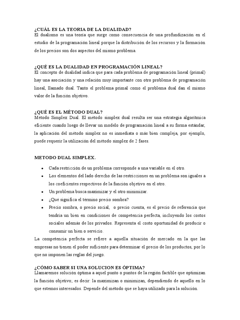 Dualidad en Programación Lineal | PDF | Programación lineal | Análisis matemático