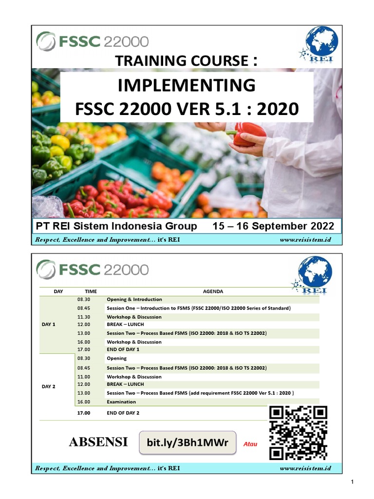 Public Training Implementing FSSC 22000 Ver 5.1 | PDF | Malnutrition ...