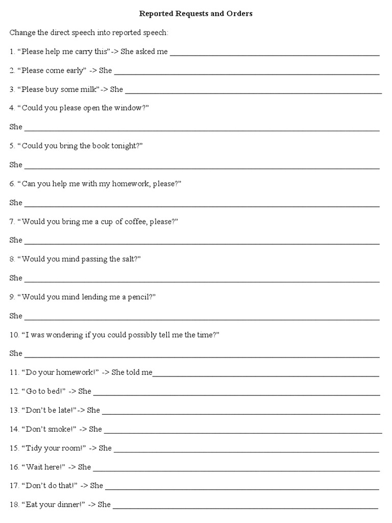 Reported Speech Practice Exercises | PDF