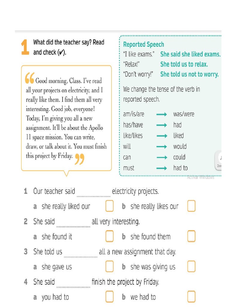Reported Speech Exercises | PDF