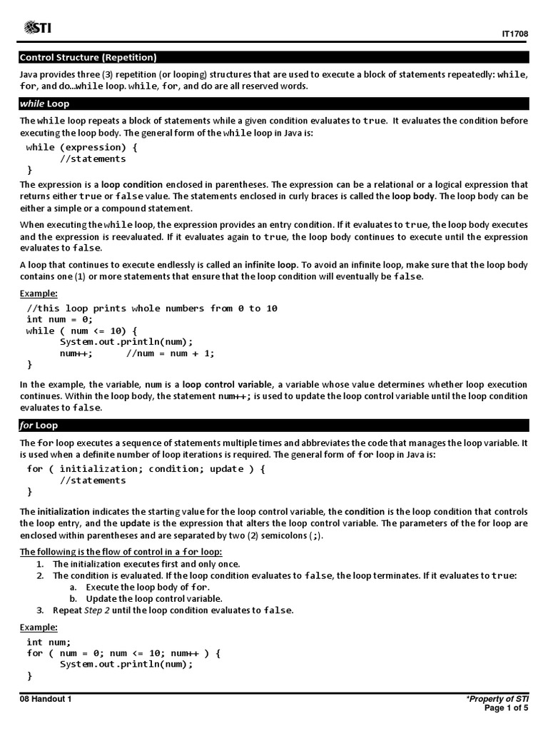 08 Handout 1 | PDF | Control Flow | Software Development