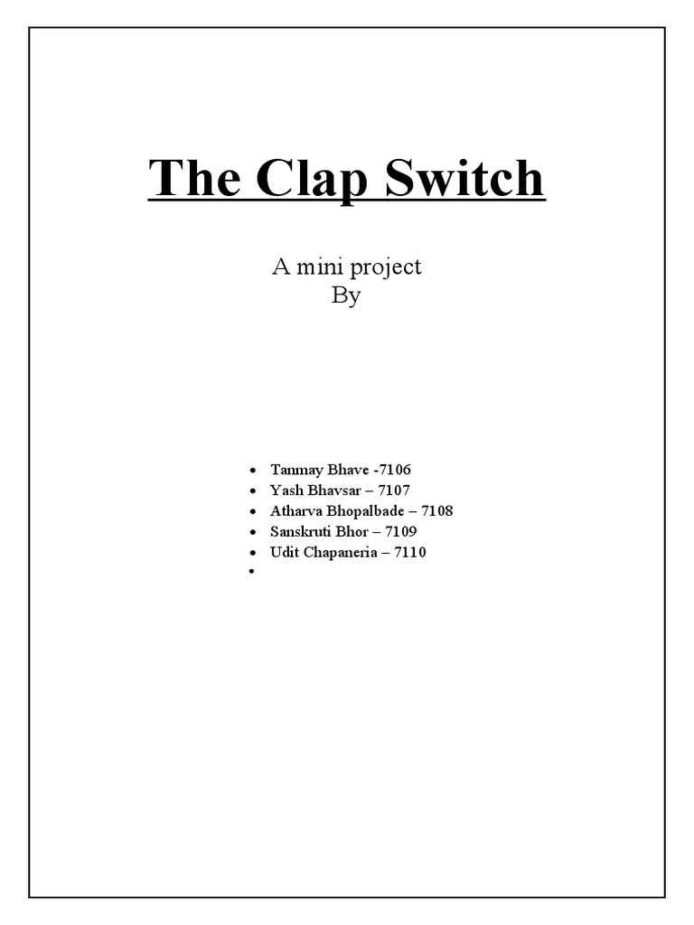 The Clap Switch | PDF | Amplifier | Transistor