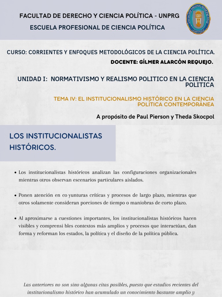 El Institucionalismo Histórico en La Ciencia Política Contemporánea La ...
