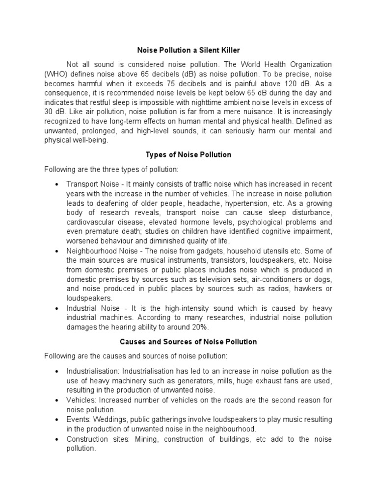Effects of Noise Pollution On Environment | PDF | Air Pollution ...