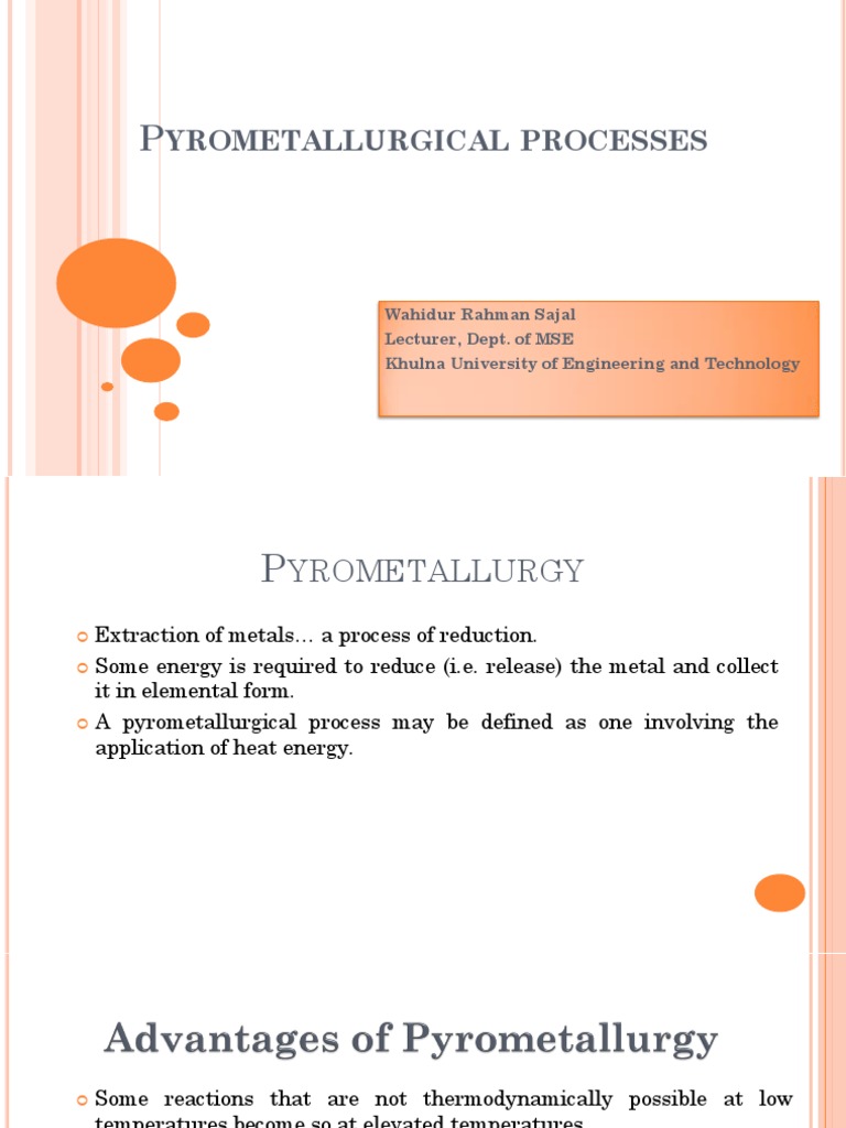 Lec-01 Pyrometallurgy | PDF | Smelting | Redox