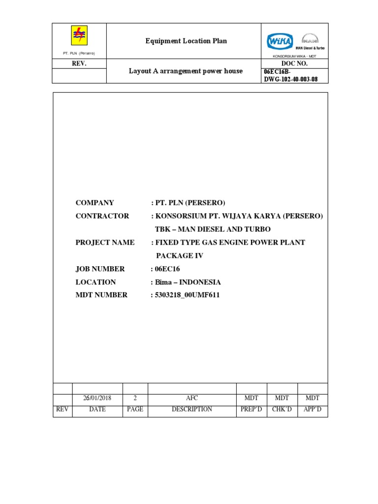 00UMF611 - LAYOUT A ARRANGEMENT POWER HOUSE - Equipment Location Plan ...