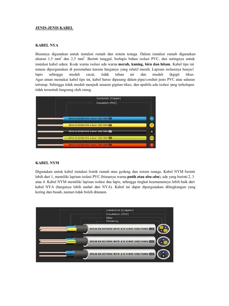 Jenis-Jenis Kabel NYA, NYY, NYM, DLL | PDF