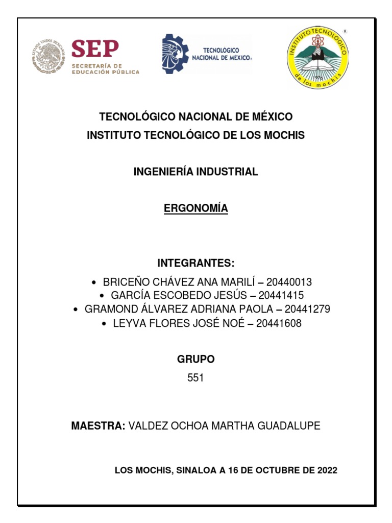 Proyecto Ergonomía Final | PDF | Dolor lumbar | Factores humanos y ergonomía