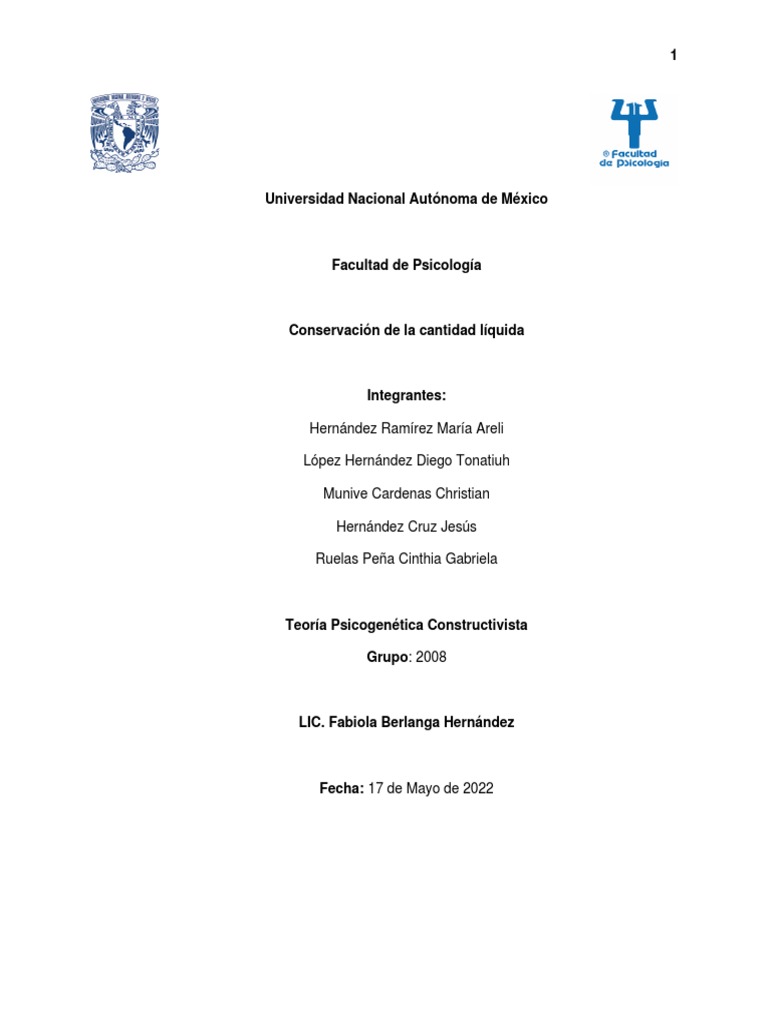 Conservación de Líquidos en Niños | PDF | Pensamiento | Cognición