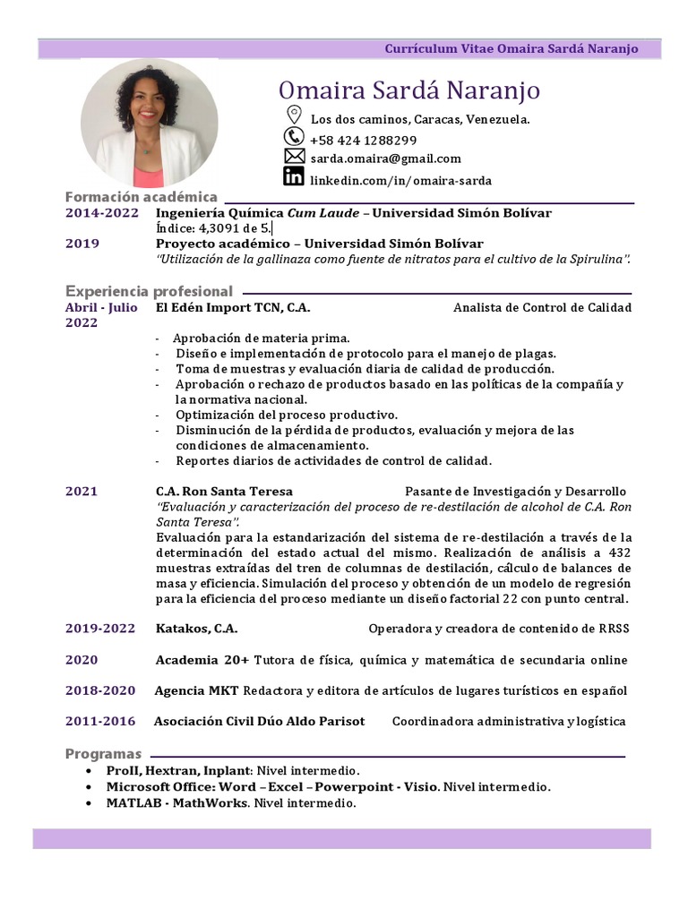 CV Omaira Sardá | PDF