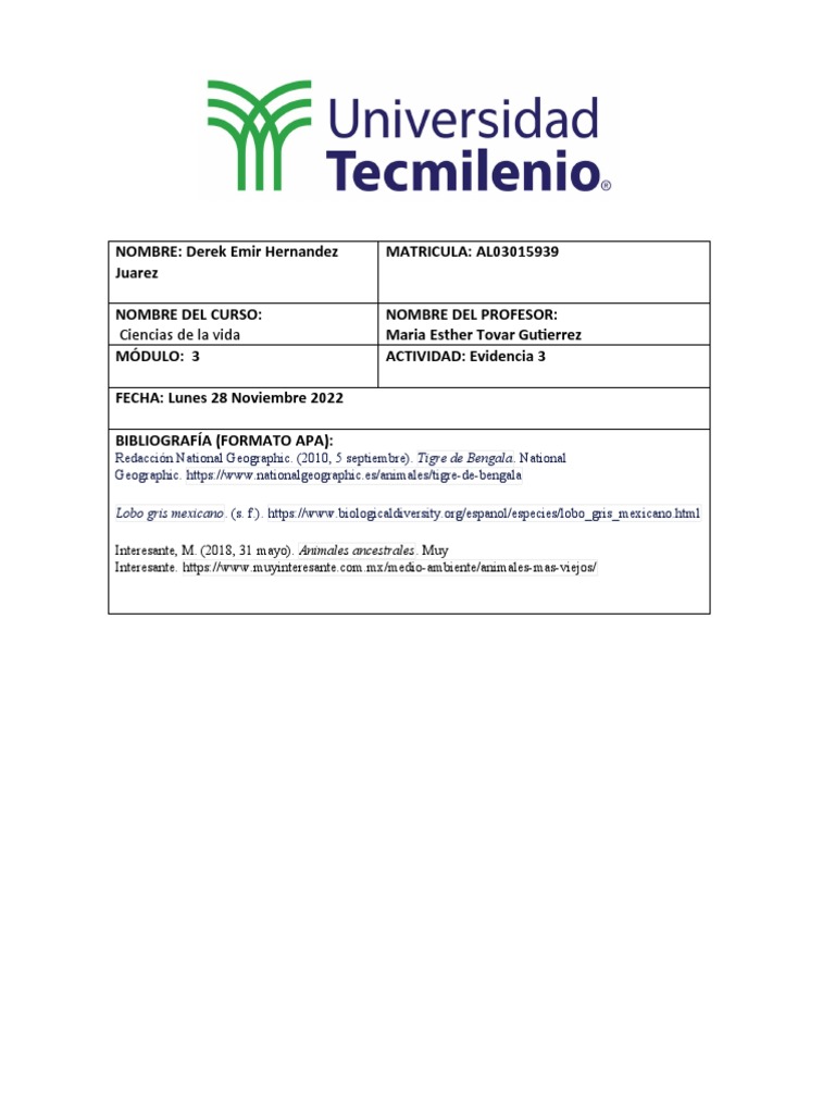 Evidencia3 Derek | PDF | Extinción | Destrucción del habitát
