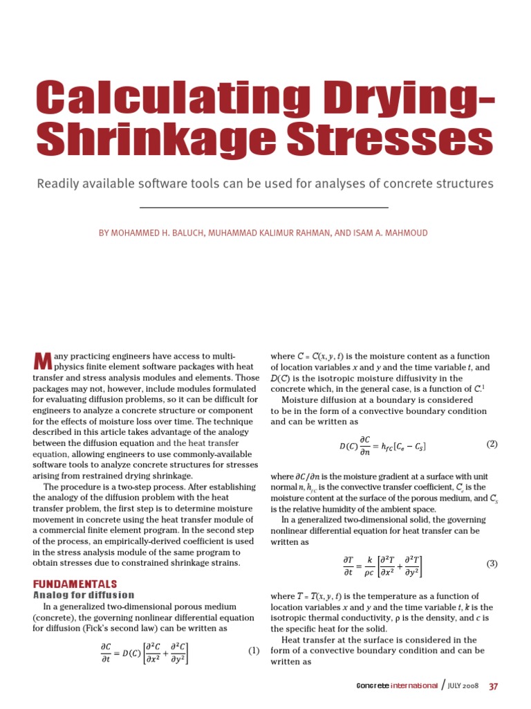 CI - Calculating Drying Shrinkage Stresses | PDF | Diffusion | Heat ...