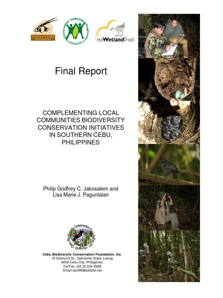 Complementing Local Communities Biodiversity Conservation Initiatives in Southern Cebu ...