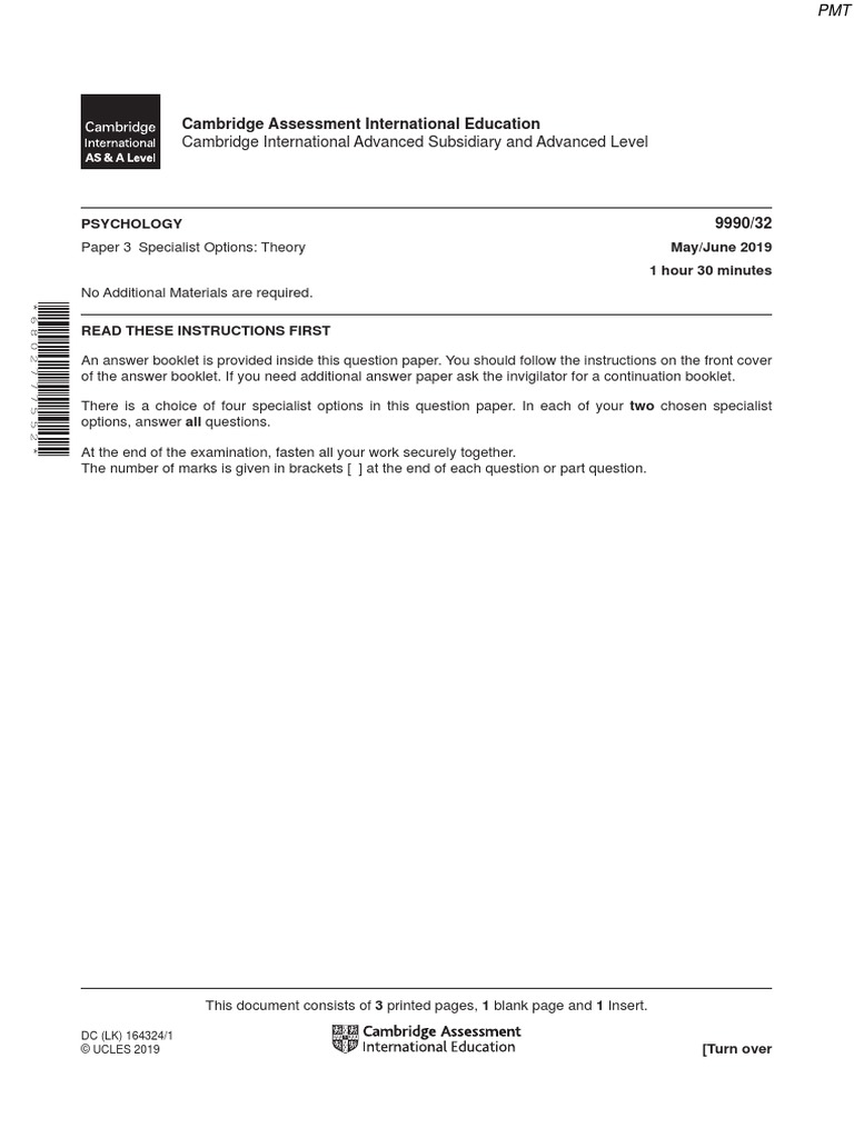 June 2019 (v2) QP - Paper 3 CAIE Psychology A-Level | PDF | Psychology ...