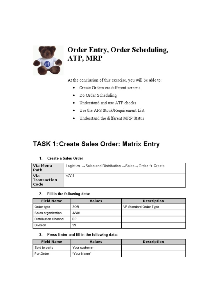 2 Order Entry Scheduling ATP MRP | PDF | Logistics | Stocks