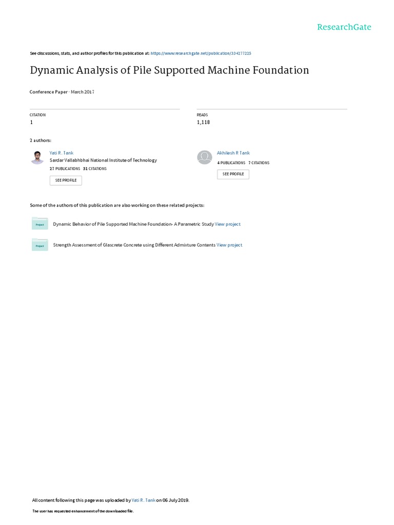 2017 Dynamic Analysis of Pile Supported Machine Foundation | PDF | Deep ...