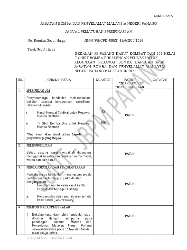 Lampiran Bomba | PDF