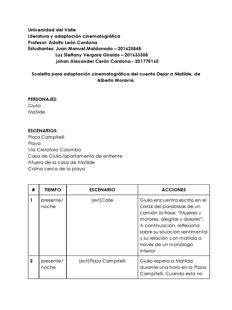 Scaletta-Dejar A Matilde | PDF