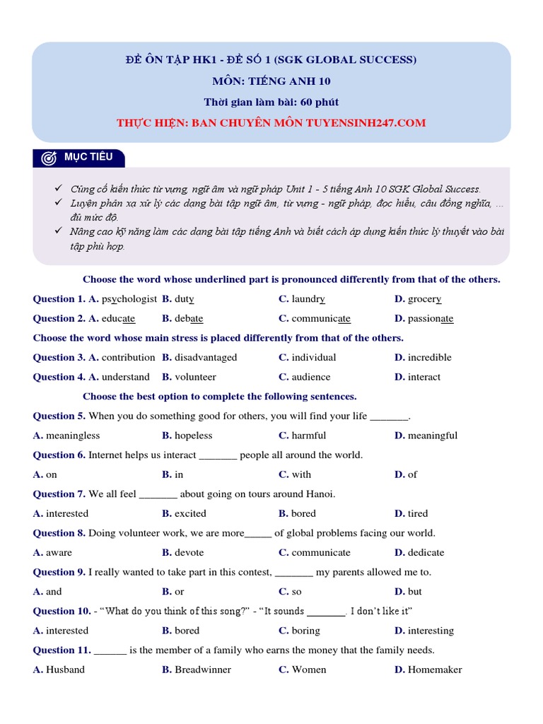 Grade 10 Final Test Review Guide | PDF