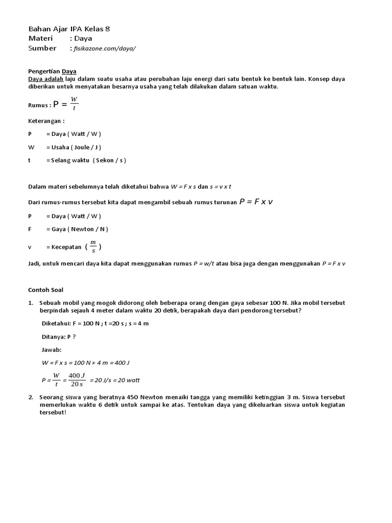 Bahan Ajar IPA Kelas 8 | PDF
