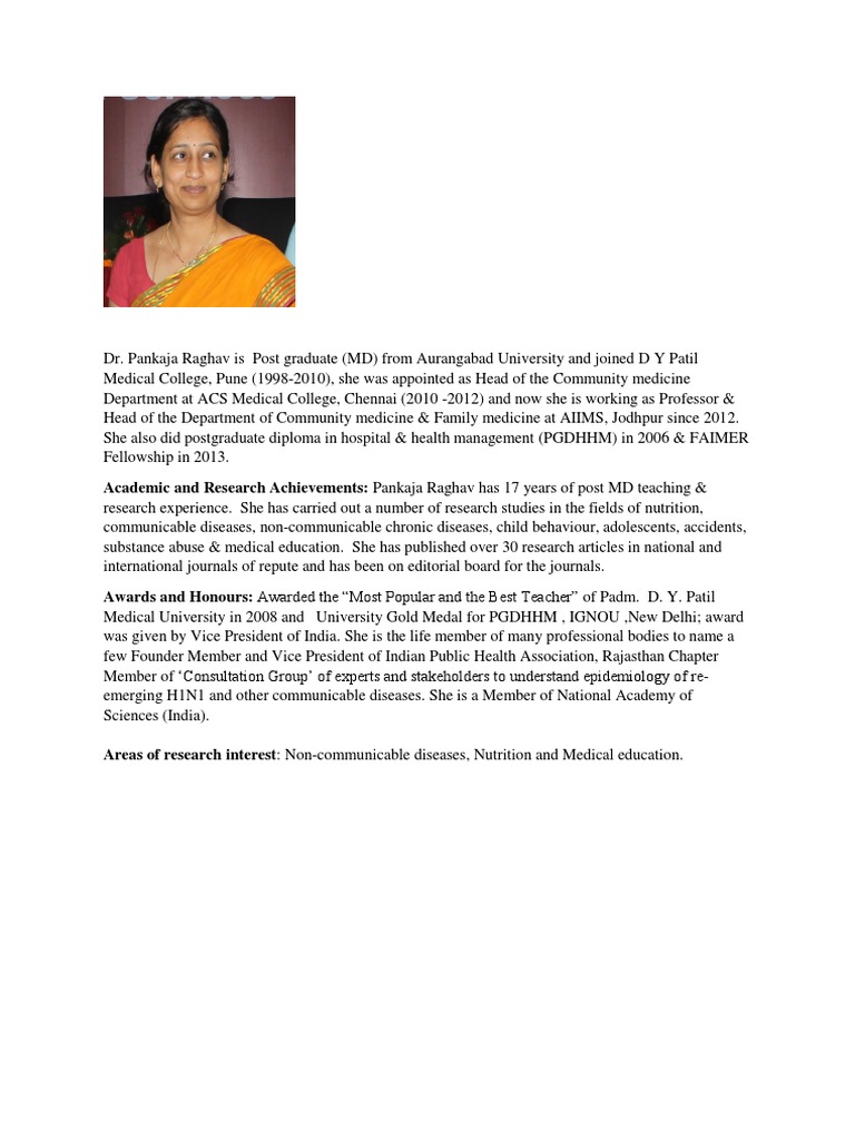 Dr. Pankaja BIODATA | PDF