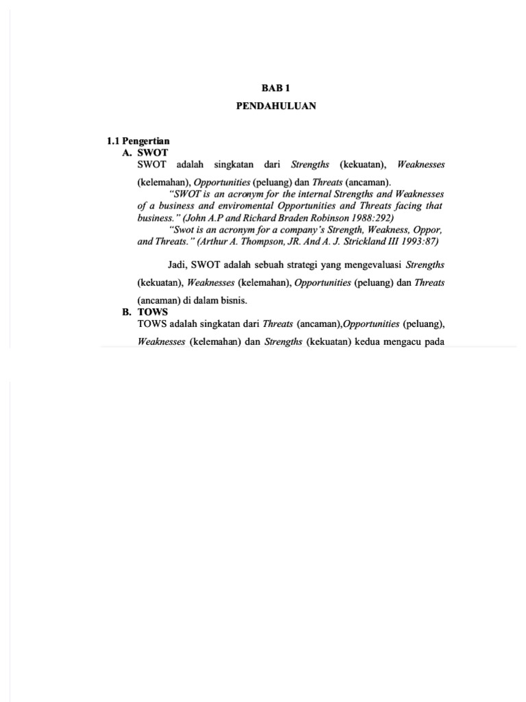 Analisis SWOT dan TOWS dalam Bisnis | PDF