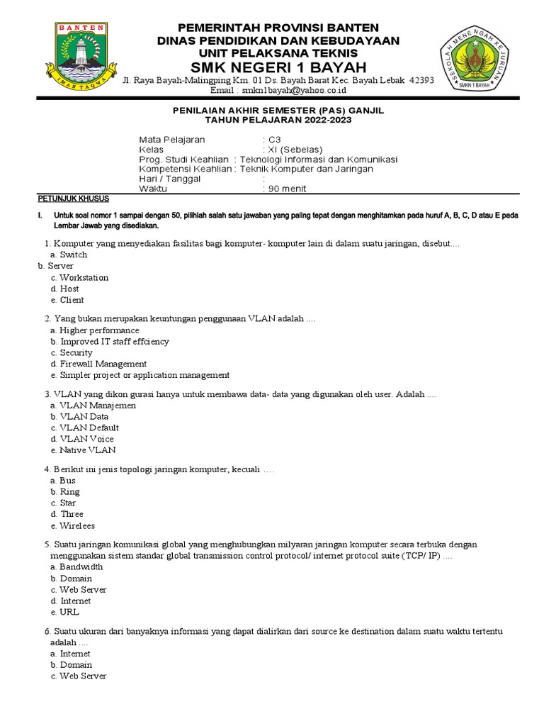 Soal PAS C3 Kls XI-1 (2022-2023) | PDF