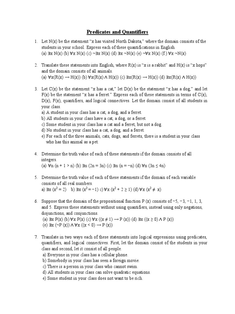 Predicates and Quantifiers | PDF