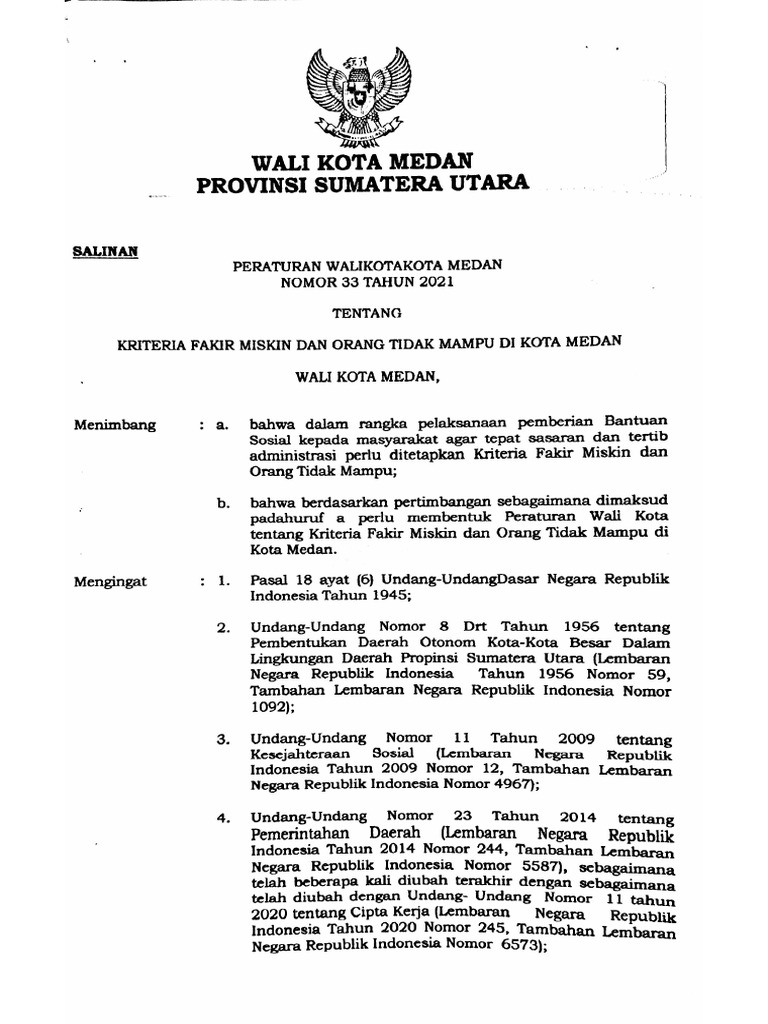 Perwal Nomor 33 Tahun 2021 | PDF