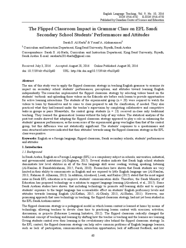 The Flipped Classroom Impact in Grammar Class | PDF | Teaching Method | English As A Second Or ...