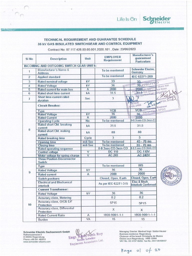 Approved GTP For 33 KV GIS | PDF