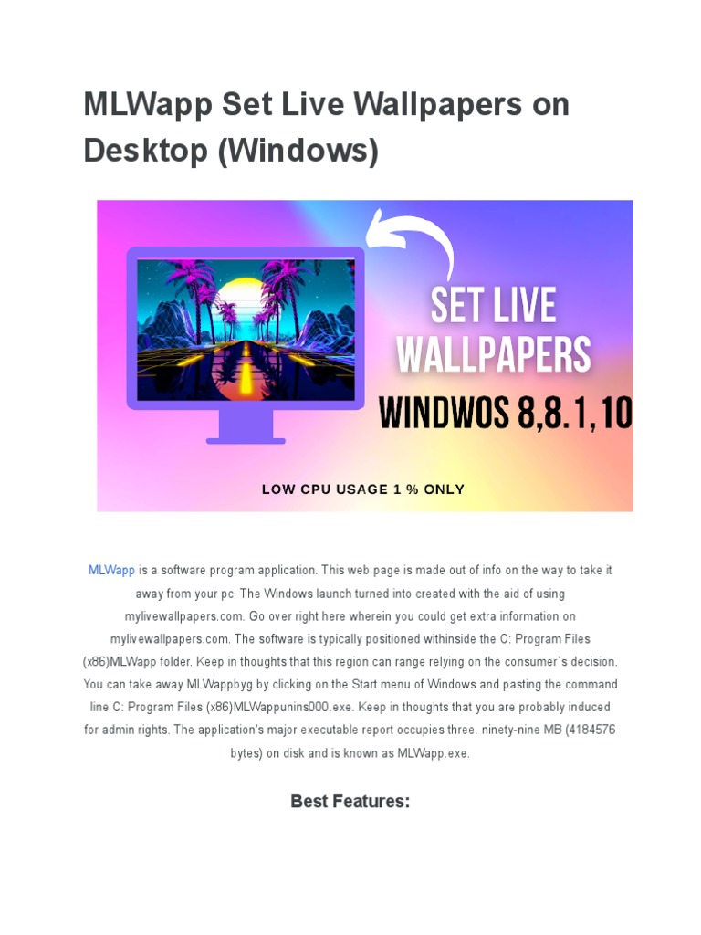 MLWapp Set Live Wallpapers On Desktop | PDF | Games & Activities | Computers