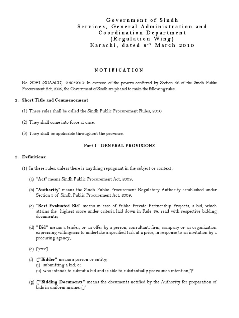 SPPRA Rules 2010 (Amended 2019) | PDF
