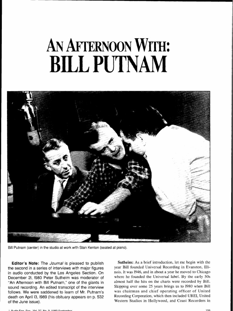 Bill Putnam: Editor's Note: The Journal Is Pleased To Publish | PDF ...