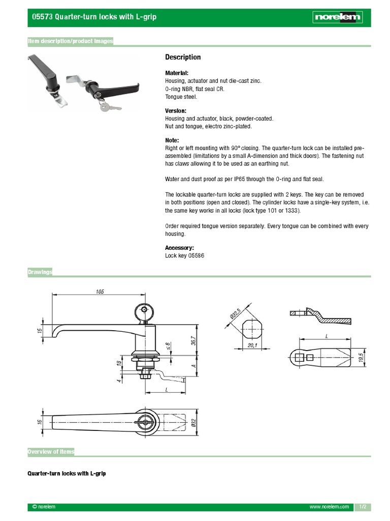 Datasheet 18055 Quarter-Turn Locks With L-Grip - en | PDF | Industrial ...