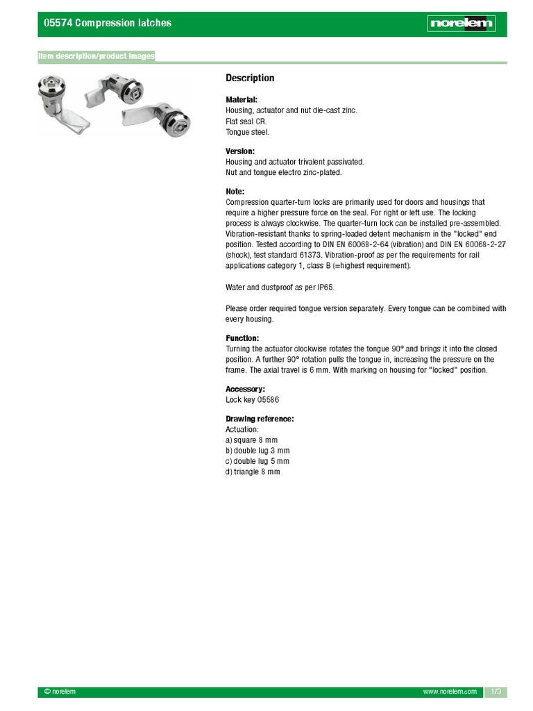 Datasheet 18056 Compression Latches - en | PDF | Equipment | Manufactured Goods