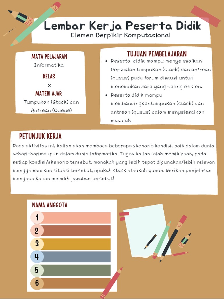 Lembar Kerja Peserta Didik Stack Dan Queue | PDF Lembar Kerja Peserta Didik Stack Dan Queue | PDF