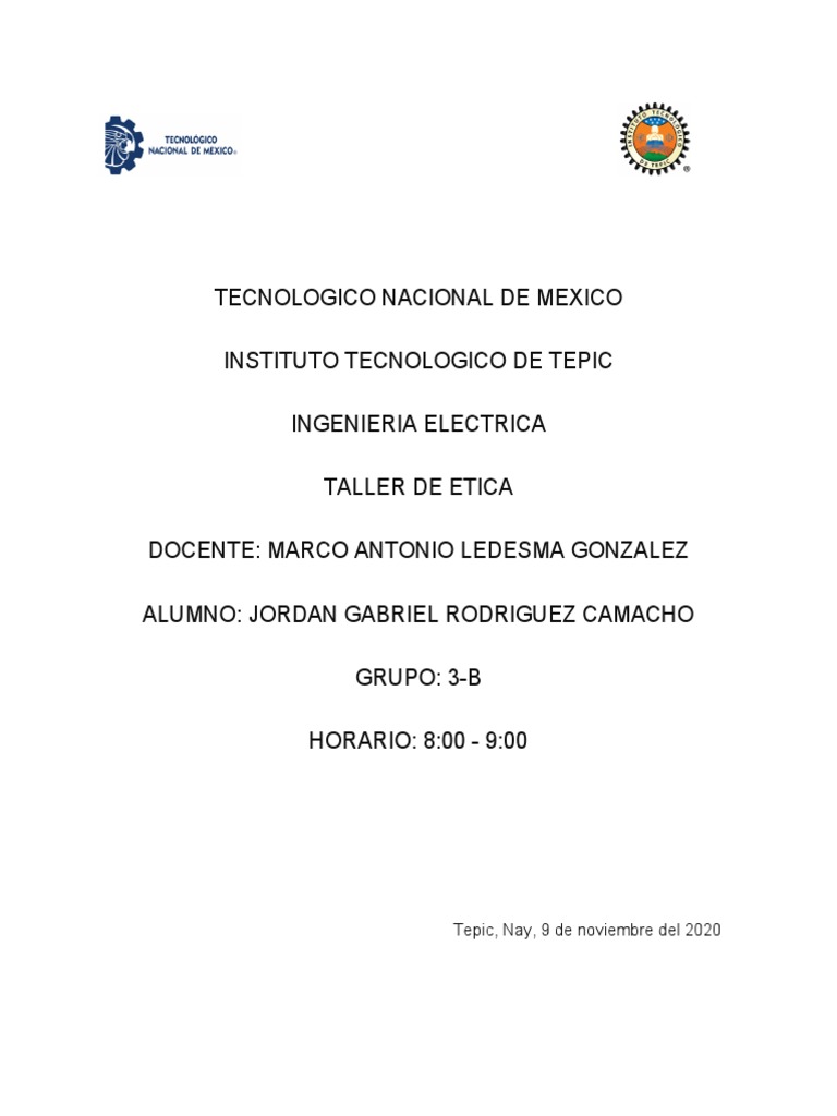 Portada Instituto Tecnologico de Tepic | PDF | El embarazo | Etica Aplicada