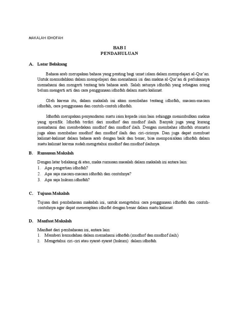 Bahasa Arab Idhofah | PDF