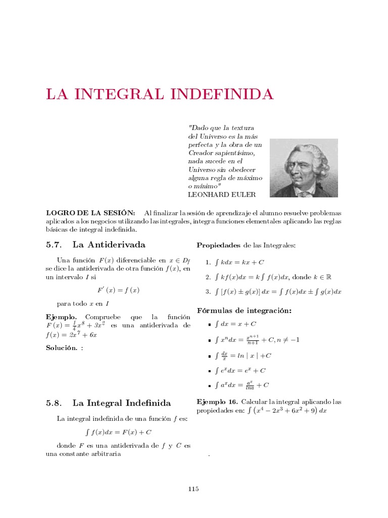 S13.s1 - LA INTEGRAL INDEFINIDA - DEFINICION Y PROPIEDADES | PDF ...