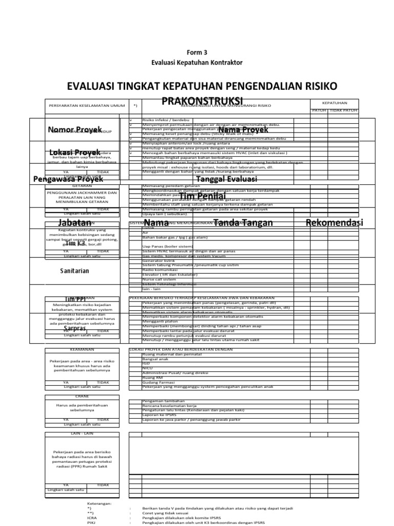 Form Monitoring Kepatuhan Kontraktor | PDF