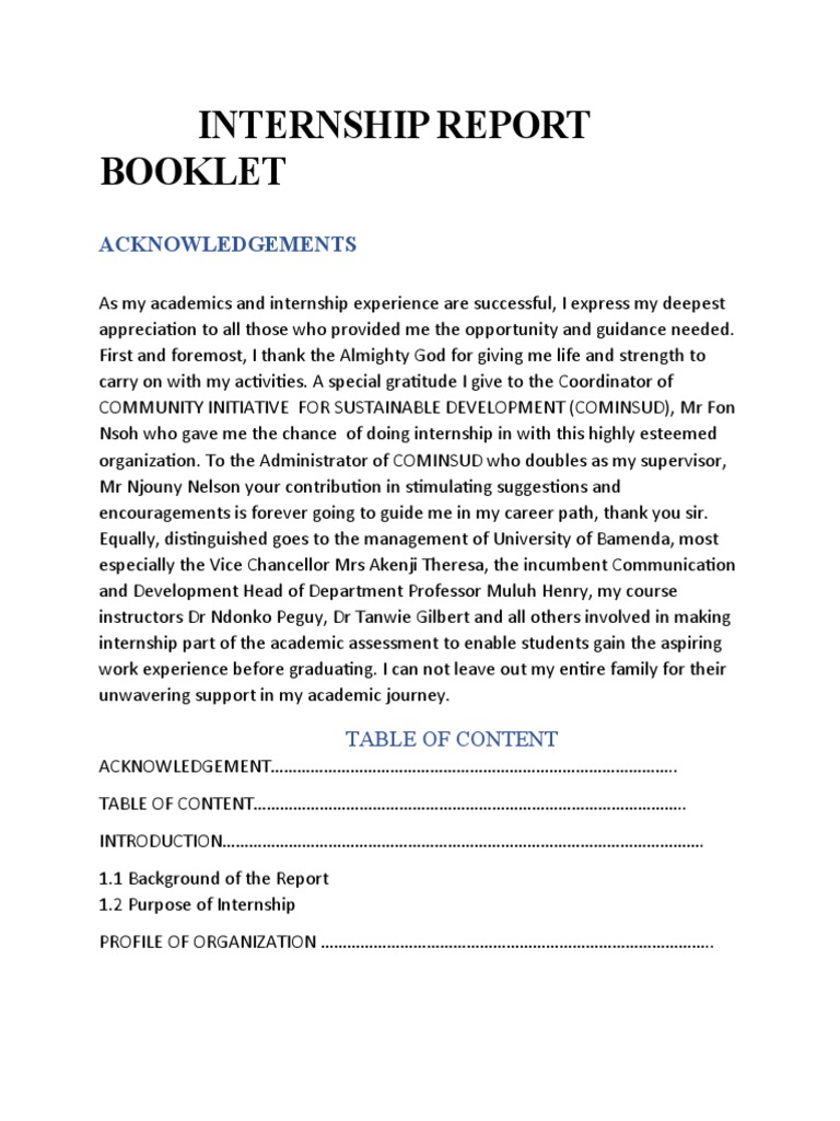 Internship Report Booklet | PDF | Internship | Job Hunting