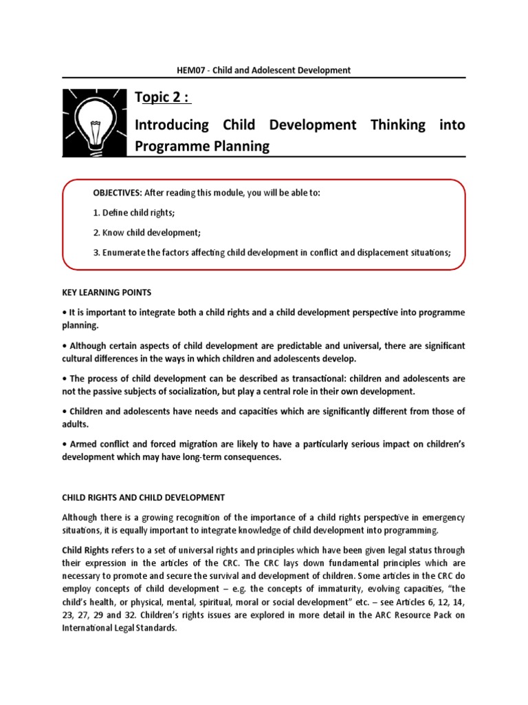 Topic 2-Introducing Child Development Thinking Into Programme Planning ...