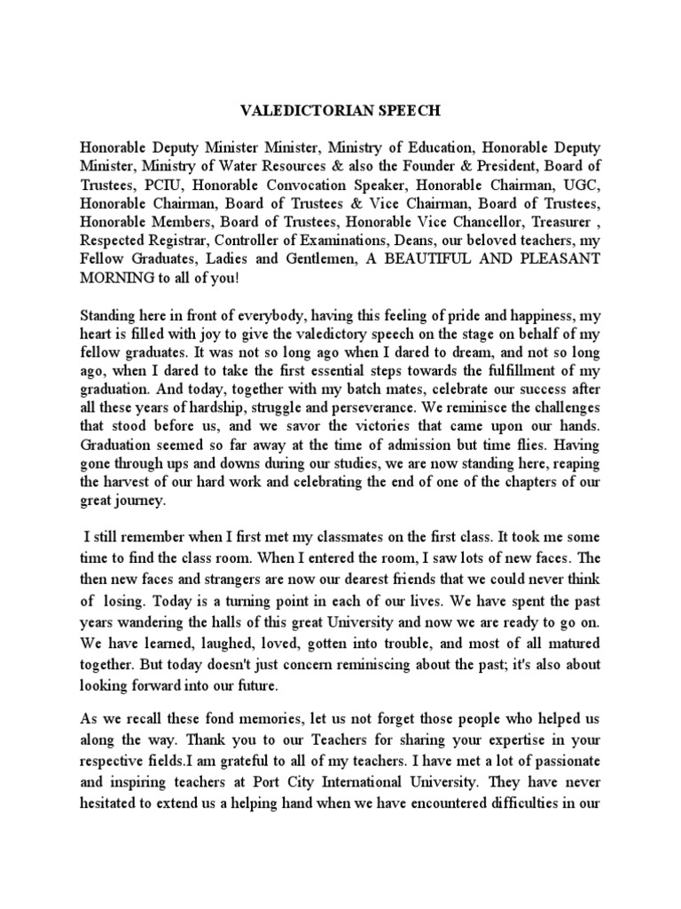 A Celebration of Achievement and Gratitude: A Valedictorian's Farewell ...