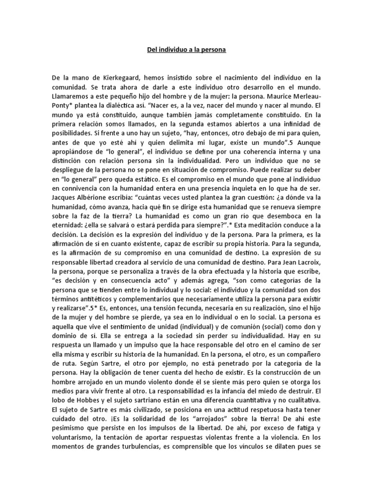 Del Individuo A La Persona | PDF | Jean-Jacques Rousseau | Immanuel Kant