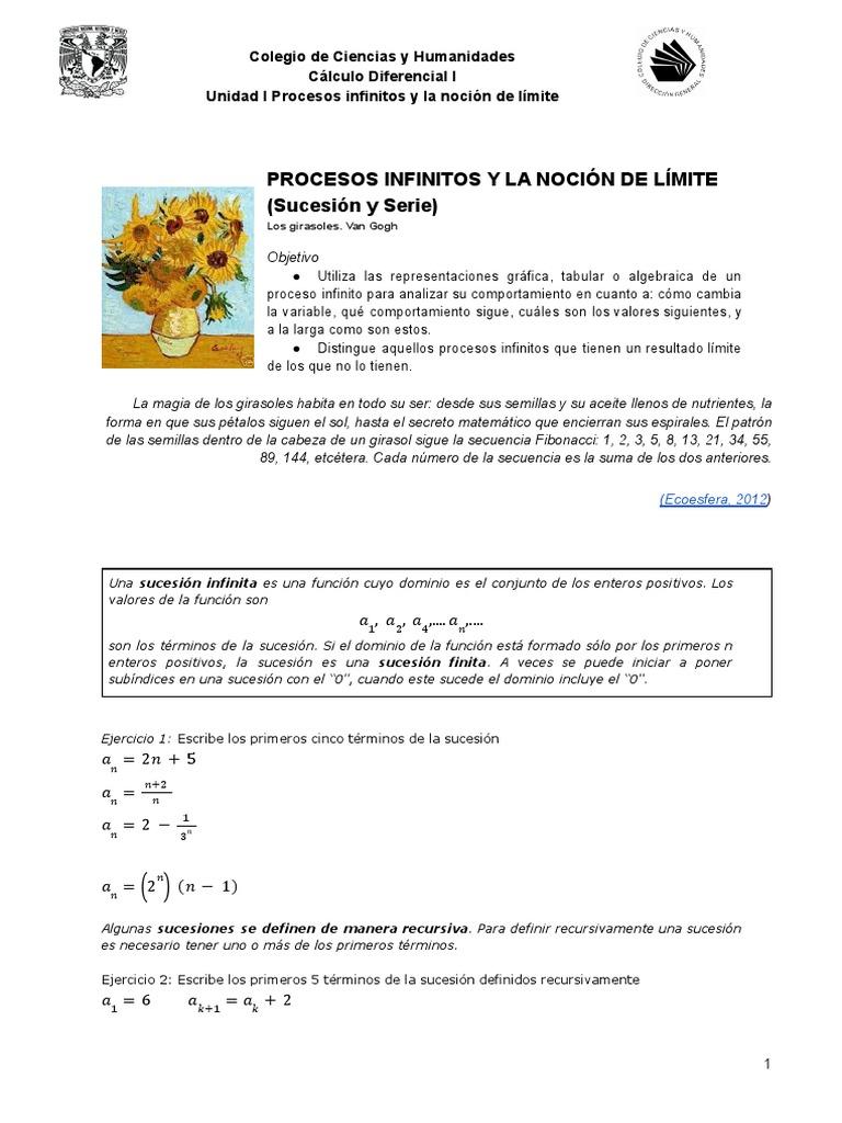 Unidad 1. Procesos Infinitos II | PDF | Secuencia | infinito