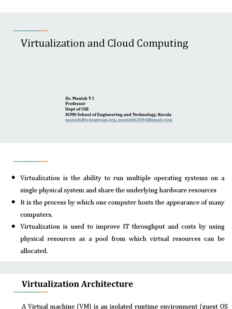 Virtualization and Cloud Computing | PDF | Virtualization | Virtual Machine