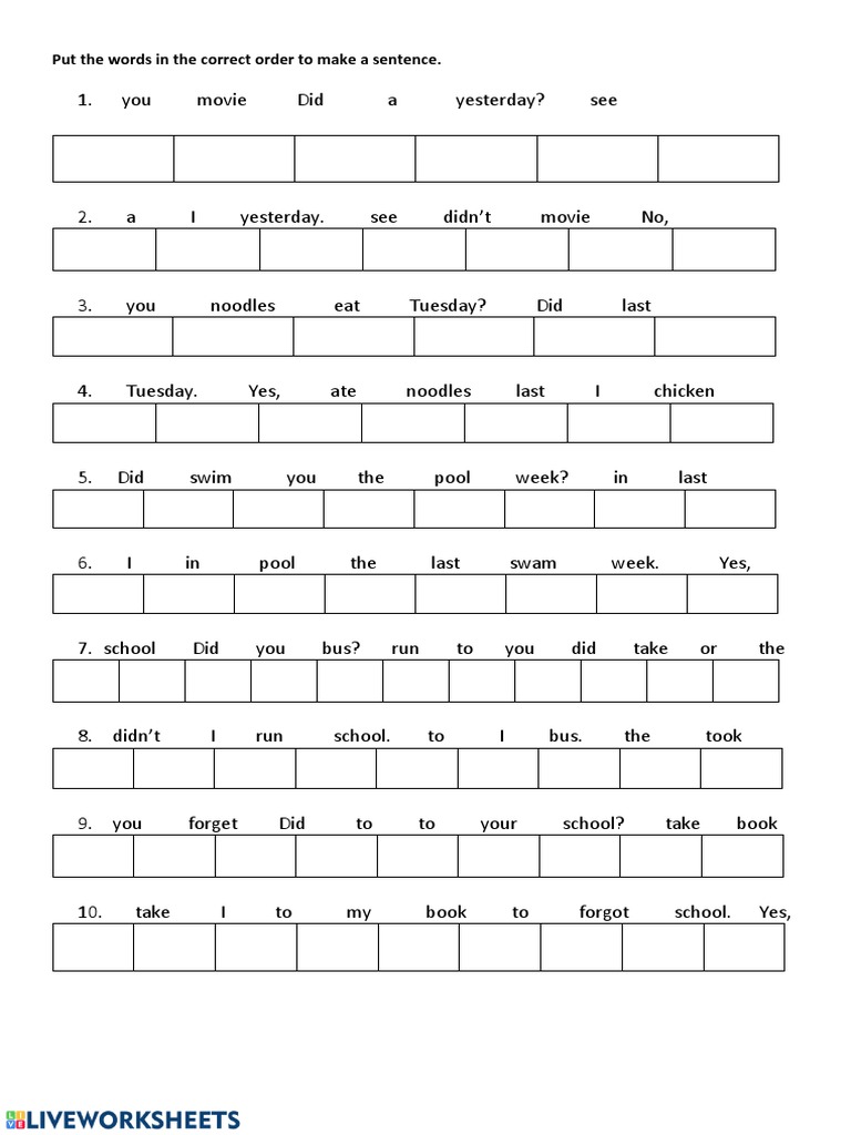 Scrambled Sentences Past Simple | PDF
